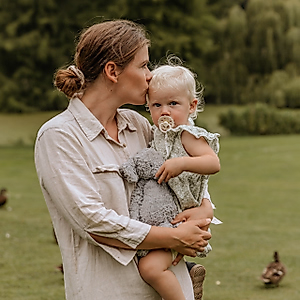 FRIGG Andersen Fairytale Natural Rubber Baby Pacifier | Made in Denmark | BPA-Free (Cream/Blush, 0-6 Months)