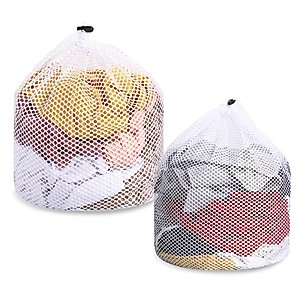 2 Pcs Laundry Bag Mesh Wash Bags Mesh Laundry Bag for Socks Machine Washable Drawstring Design Travel Laundry Garment Bag Mesh Washable for Blouse, Hosiery, Stocking, Underwear 12×16 inch, 16×20 inch