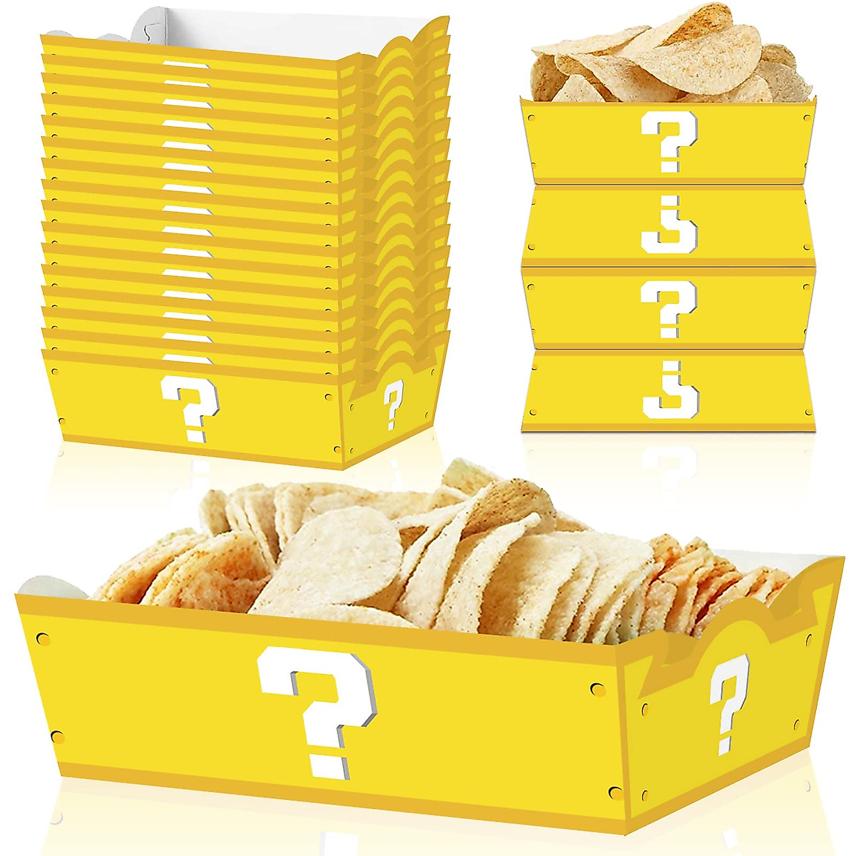 30 Pack Super Bros Birthday Party Supplies, Video Game Party Favors Paper Food Serving Tray Birthday Paper Trays.