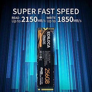 Ediloca EN605 256GB M.2 SSD, NVMe1.3 PCIe Gen3 x4 SSD Internal Hard Drive, M.2 2280 - Read/Write Speed up to 2150/1300 MB/s - Internal SSD Compatible with Laptop & PC Desktop