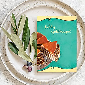 Designer Greetings Hungarian Language Happy Birthday Cards, “Boldog születésnapot” Dobos Torte Design (6 Cards with Envelopes / 6 kártya borítékokkal)