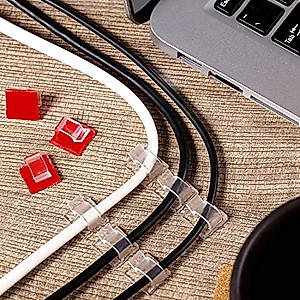 60 Pieces Outdoor Cable Clips with Adhesive Tapes Light Clips Decoration Clips Self Adhesive Hooks Wire Holder for Fairy Light (Small, Clear)