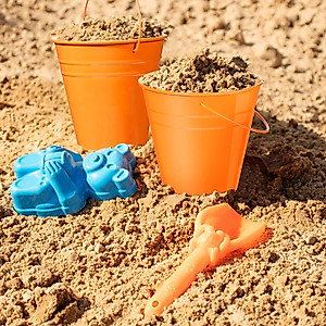 12 Pack Halloween Galvanized Buckets, Metal Bucket with Handle, 5 Inch, Tin, Mini Round Flower Pot Plant Basket, Party Supplies for Christmas Halloween Candy Bars Vase Crafts Favors(Orange)