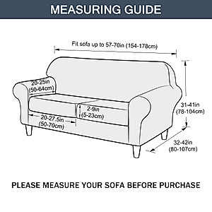 CONRUSER Stretch Sofa Slipcover, Soft Jacquard Sofa Covers for 2 Cushion Couch Washable Furniture Protector for Pets & Kids (Yellow, M)