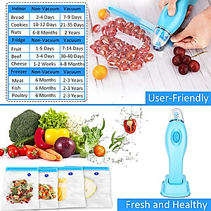 Handheld Vacuum Sealer, includes 15 Reusable Vacuum Sealer Bags, 1 Vacuum Wine Stopper, 2 Sealing Clips, 4 Sous Vide Clips for Food Storage, Keep Wine Fresh & Sous