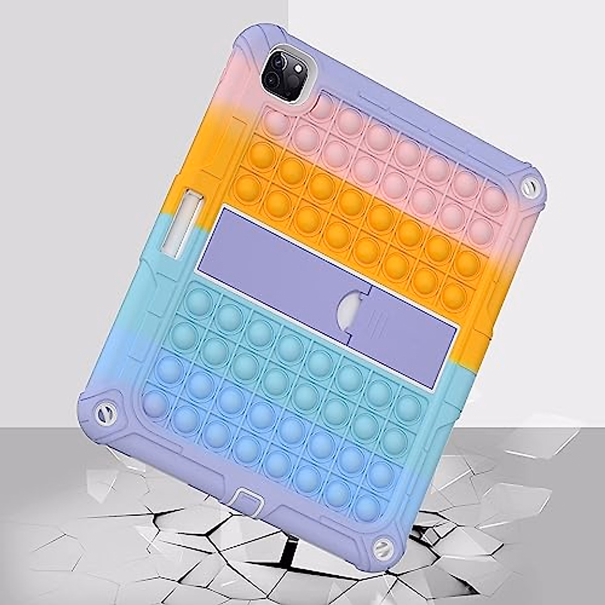 XZC iPad Pro 12.9 Case 2022/2021/2020/2018 Heavy Duty Shockproof Cover for iPad Pro 12.9 Inch 6th Generation 2022 / 5th Gen 2021 / 4th Gen 2020 / 3rd Gen 2018 (Rainbow 2)