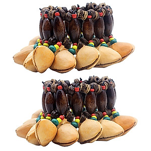 Cacho Seed Rattle Bracelet Anklet, 2 PCS African Shaker Nut Shell Bracelet Natural Percussion Accessories Musical Instrument