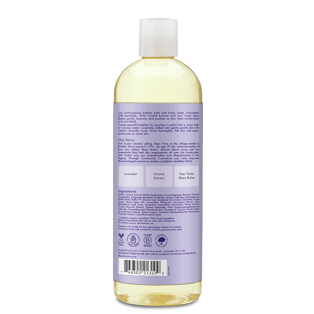 Shea Moisture Body Wash Women and Men - Lavender & Wild Orchid Bubble Bath & Body Wash, Shea Butter Body Wash, Hydrating Skin Care Products, 16 Oz