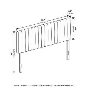 Furinno Roanne Upholstered Tufted Headboard, Full, Glacier