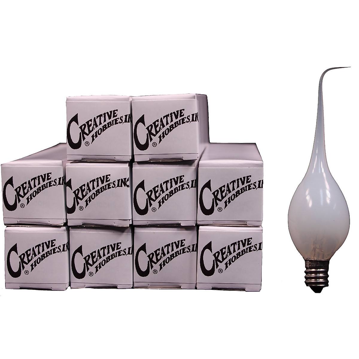 Creative Hobbies® Silicone Dipped, Country Style, Electric Candle Lamp Chandelier Light Bulbs, 7 Watt, Individually Boxed, Wholesale Pack of 10 Bulbs