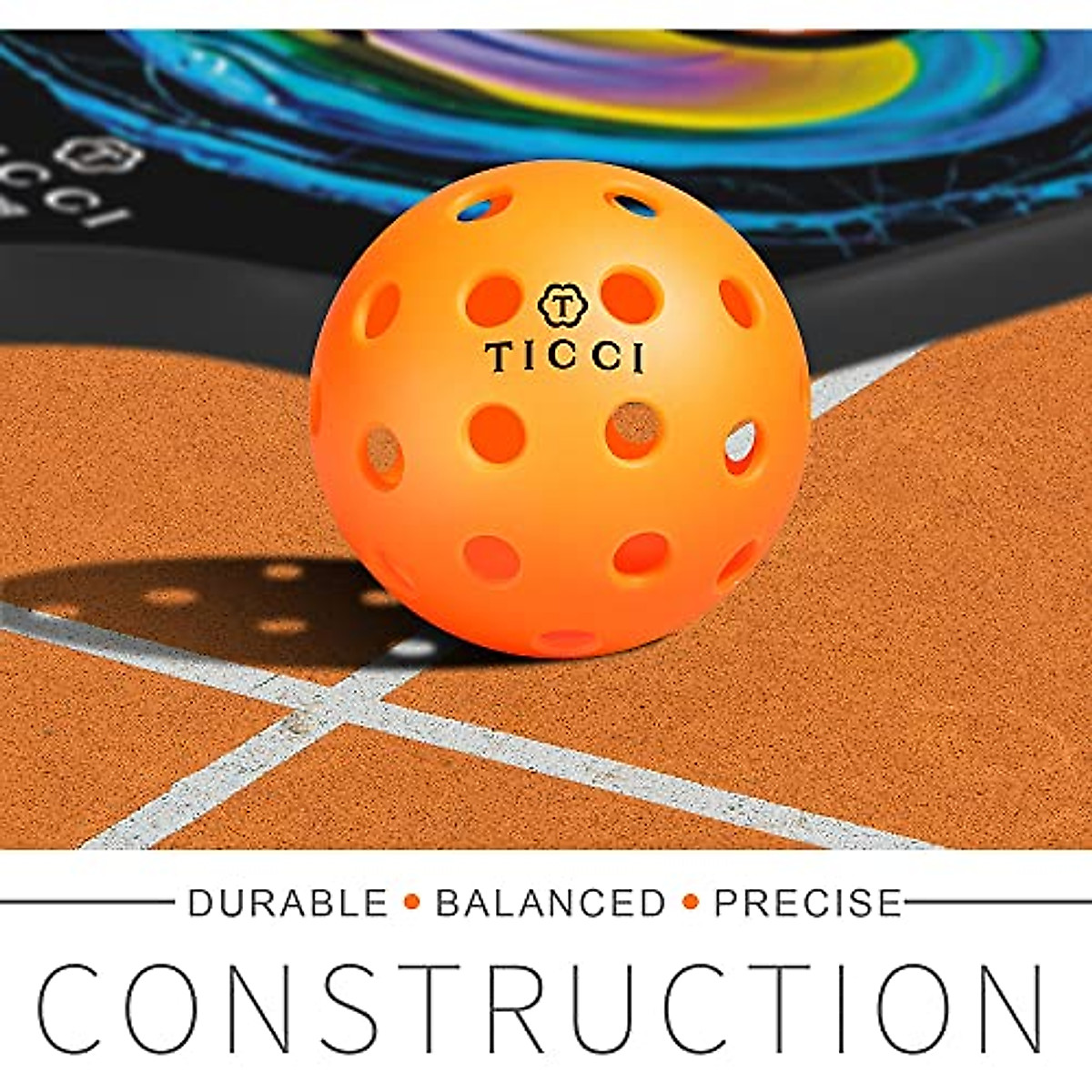 TICCI USAPA 40 Holes Outdoor Pickleballs USA Pickleball Approved Ball Orange 15 Pack