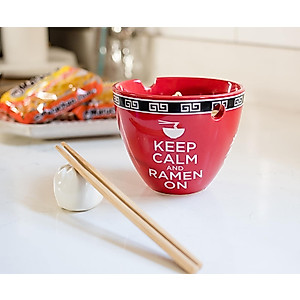 Boom Trendz Bowl Bop Keep Calm And Ramen On Japanese Dinner Set | 16-Ounce Bowl, Chopsticks