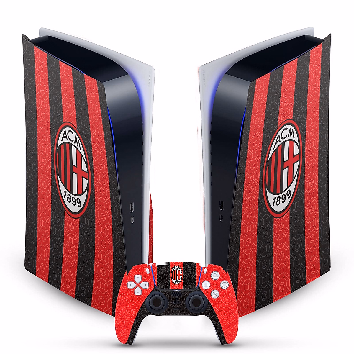 Head Case Designs Officially Licensed AC Milan Home 2020/21 Crest Kit Vinyl Faceplate Sticker Gaming Skin Decal Compatible with Sony Playstation 5 PS5 Digital Edition Console and DualSense Controller