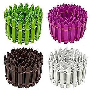 4pcs Mini Fence for Fairy Garden, 35.5 inch Wood Miniature Picket Fence Border Decoration for DIY Bonsai, Succulents, Plant Pots, Dollhouse Yard, Miniature Village Garden Ornament 4 Colors