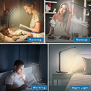 Desk Lamp LED Dimmable, Desk Lamp with Wireless Charger, USB Charging Port, Touch Control LED Desk Lamp with 6 Brightness Levels and 5 Lighting Modes