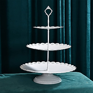 ATRDTO Set of 9 Pieces Cake Stands Iron White Cupcake Holder for Dessert Table Birthday Party Wedding Afternoon Tea Festival