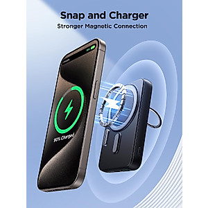 JOYROOM Magnetic Portable Charger 10000mAh Power Bank with Ring Holder, N52 Stronger Magnetic 20W PD Fast Charging Battery Pack Compatible with iPhone 16/15/14/13/12/Pro/Pro Max (Black)