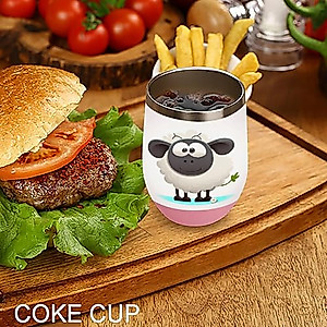 WYUSPGK 304 Stainless Steel Insulated Cup, Sheep Print Smooth Rim, Durable & Reusable - Perfect for Office, Home, And Travel