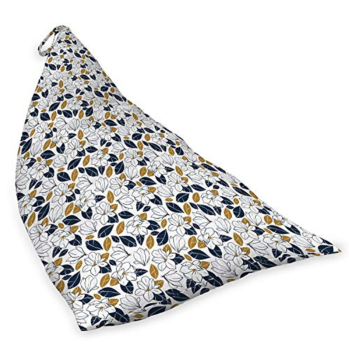 Ambesonne Garden Lounger Chair Bag, Hand Drawn Repeating Floral Illustration of Magnolia Flowers Leaves, High Capacity Storage with Handle Container, Lounger Size, White Pale Coffee Indigo