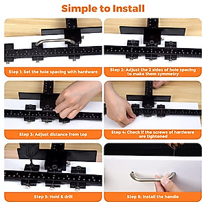 Cabinet Hardware Jig Tool, Aiment All Aluminum Pull Jig with Extensions for Oversized Handles, Adjustable Punch Locator Drill Template Guide for Door & Drawer Front Knobs, Pulls and Shelf Pin Holes