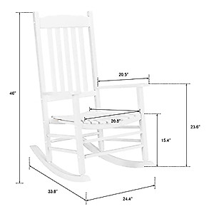 Oak White Outdoor Rocking Chair Patio Wooden Rocker Bistro Rocking Outdoor Balcony Backyard Chair Outdoor & Indoor Rocker Chair for Garden, Patio, Balcony, Backyard Porch Rocker 68.5X86X115CM