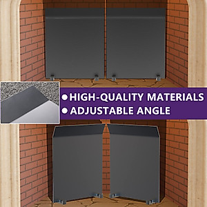 Mxclimate Adjustable Fireback with Support Legs, Heavy Duty Fireplace Wall Protector and Heat and Radiant Reflector, Flexible Reflecting Angle, Fits Firebox Width from 13" to 26", 2 Pack, Black