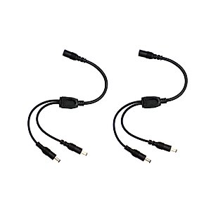 HUALAND 2 Pack Black 1 Female to 2 Male 5.5mm X 2.1mm CCTV DC Power Supply Splitter Cable