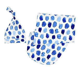 SuperiMan Hospital Swaddle Sack Hat Set,Receiving Blanket for Newborns Baby,Perfect for Girls and Boys (Blue Dots)