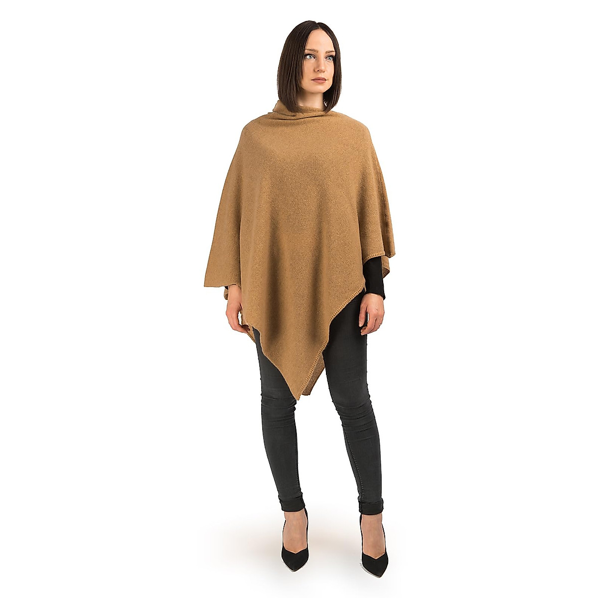 Dalle Piane Cashmere - Poncho 100% cashmere - Made in Italy, Color: Camel, One size