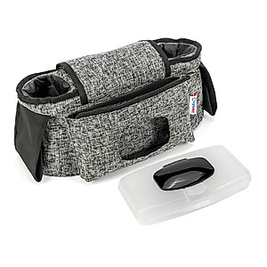 Agibaby Universal Stroller Organizer with Cup Holders | Baby Diaper Bag/Caddy with non-slip straps