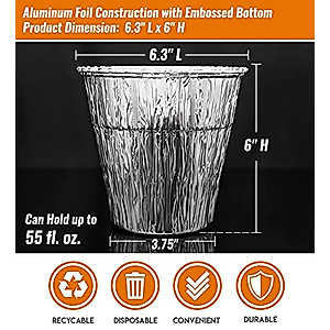 NUPICK 24 Pack Grease Bucket Liner Compatible for Pit Boss Grills 67292 Foil, Oklahoma Joe's 9518545P06, Z Grill Bucket, Recteq Large Bucket, etc. 6.3” x 6.0”, Disposable Aluminum