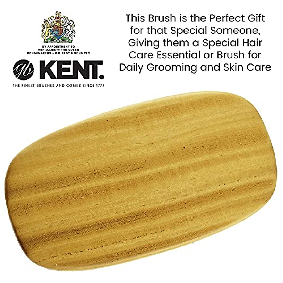 Kent MS23D Finest Men's Military Style Hair Brush - Satin and Beechwood Travel Size Base, Soft Pure White Natural Boar Bristle Ideal for Fine or Thinning Hair and Sensitive Scalps