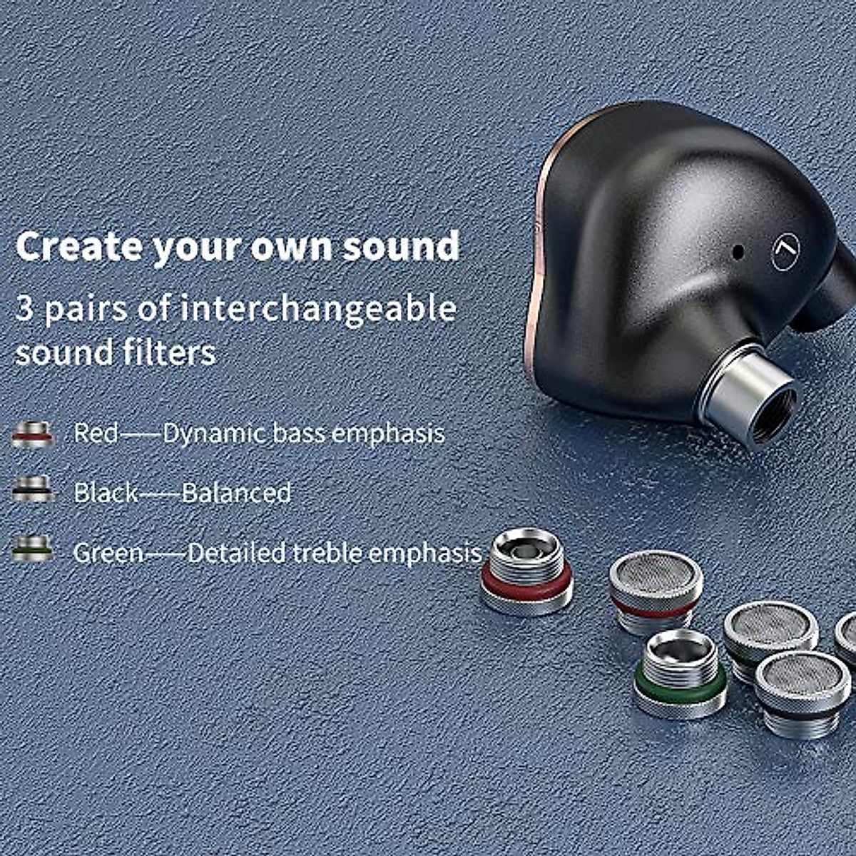 FiiO FH7 Headphones Wired Earphones Earbuds in-Ear High Resolution Deep Bass 1DD+4BAs Hybrid IEMs with DIY Sound Filters for Smartphones/PC/Laptop/Tablet (Black)