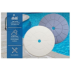 JSP Manufacturing Swimming Pool Skimmer Cover Debris Canister Deck Lid 9 1/8" Inch Skimmer Valve Replacement Lid (White)