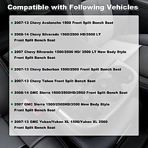 NHILES Center Console Lid Kit with Latch Compatible with 2007-2013 Chevy Tahoe/Avalanche/ 2008-2014 Silverado/GMC Yukon(XL)/Sierra 1500/2500/3500 center console cover replace #20864151（Black）