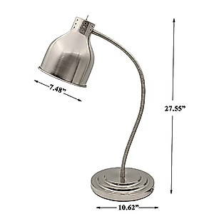 KOUDA Single Bulb Food Heat Lamp Restaurant Food Warmer Light Portable Heating Lamps (Single Arm) Silver