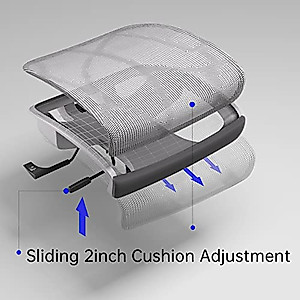 ERGOUP Ergonomic Office Chair Computer Desk Chiar Mesh High Grey Desk Chair, Mesh Computer Chair with Adjustable Lumbar Support, Rocking Executive Swivel Chair for Home
