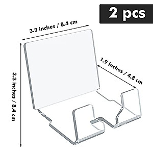 Kamehame 2 Pack Wall Mount Phone Holder Adhesive Cell Phone Charging Stand Smartphone Storage Organizer Bracket for Home Office Compatible with All Phone, Silky White & Clear