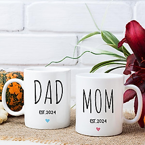 Fatbaby New Mom and Dad Coffee Mug,Pregnancy Gifts for New Parents Est 2024, First Time Parents Gifts, New Parents Gifts for Couples,Baby Shower Gifts 11OZ