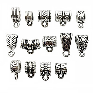 iloveDIYbeads 100g (About 125pcs) Mixed Tibetan Tube, Spacer Bail Bead Hanger Fit Charm European Bracelet Pendant (Antique Silver), 125