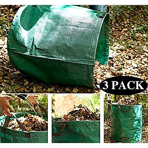 72 Gallons Garden Bag Collapsible Reuseable Heavy Duty Garden Waste Bags for Lawn Yard Leaf Trash Debris Garden bags with Gardening Gloves(3-Pack)