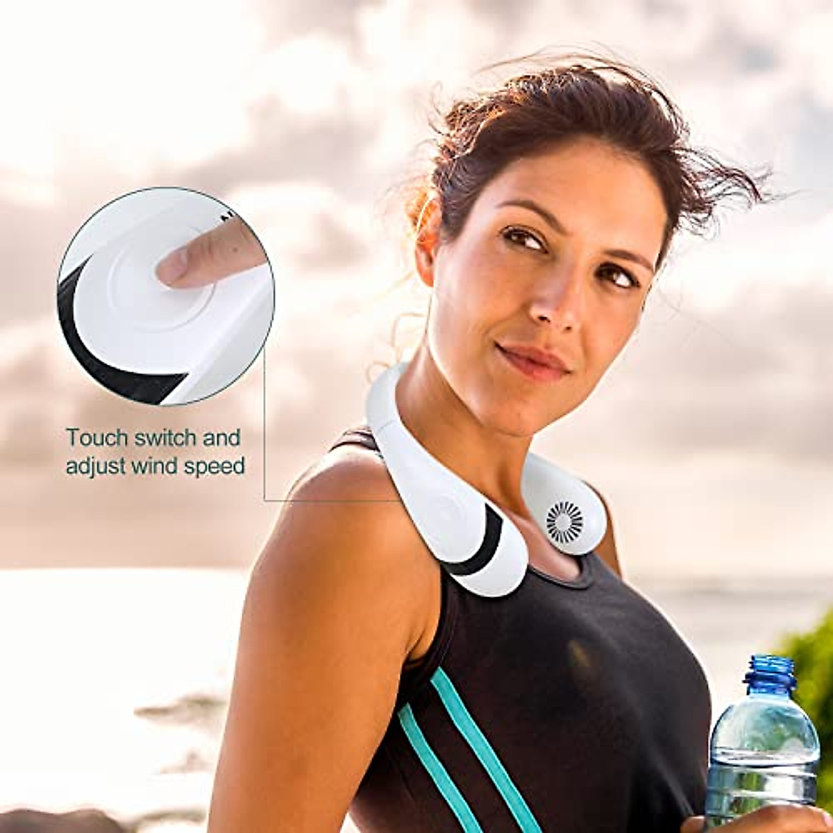 NC Portable Hanging Neck Sports Fan,Portable Neck Fans Can be Recharged, 5000 mAh Bladeless Neck Fan, Personal Neck Fan for Women and Men