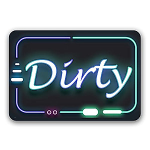 Kiterest Dishwasher Magnet Clean Dirty Sign Indicator- Double Sided with Bonus Magnetic Plate - Kitchen Dish Washer 3D Neon Light Clean Dirty Magnet for Dishwasher (neon)