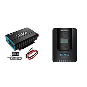 Renogy 700W Pure Sine Wave Inverter 12V DC to 120V AC Converter & Rover 40 Amp 12V/24V DC Input MPPT Solar Charge Controller Auto Parameter Adjustable LCD Display Solar Panel Regulator fit
