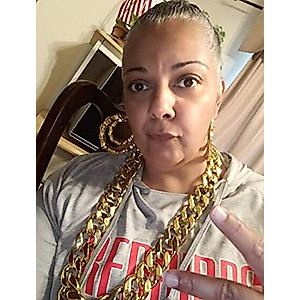 YWQZGYP Big Chunky Plastic Hip Hop Chain Necklace,26",32",36",40" (32 inches, Gold)