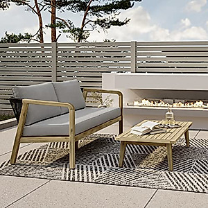 SIMPLIHOME Palmetto 58 Inch Wide Contemporary Outdoor Sofa in Stone Grey Polyester Fabric, Fully Assembled, For the Living Room and Family Room