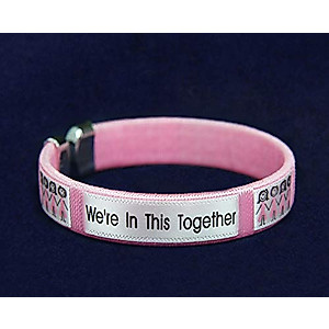 25 Pack Cute Breast Cancer Awareness Ribbon Bangle Bracelets – Inexpensive Pink Ribbon Wristbands for Breast Cancer Fundraising & Awareness