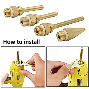 Eyech 4 pack Interchangeable Hot Glue Gun Nozzles Copper Glue Gun Nozzle Assortment Set for Melting Glue Gun Use Craft Repair Tool 2.0x70mm 2.0x50mm 2.0x34mm 3.0x50mm