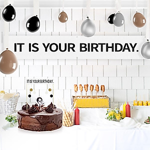 The Office Birthday Decorations with It Is Your Birthday Banner, Cake Topper, Balloons 50Pcs Full Kit, 12 Inches Grey Brown Black Balloons Packs for colleagues Boss Birthday Office Party Decorations
