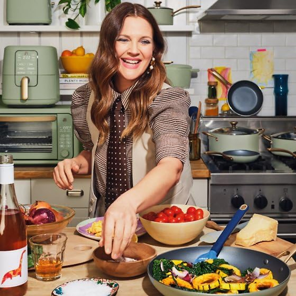 Beautiful 6 Quart Enamel Dutch Oven, (Sage Green) by Drew Barrymore